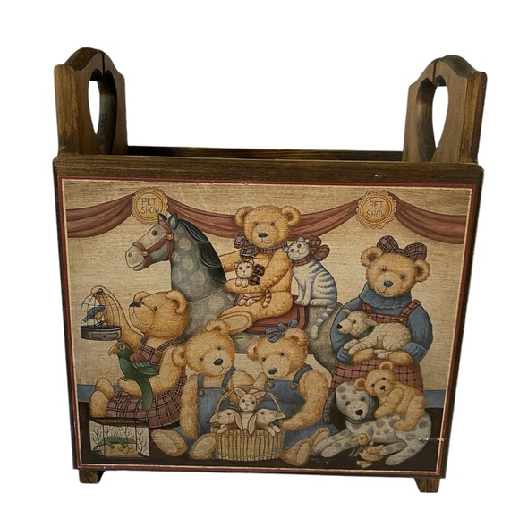 Vintage | Accents | Antiquevintage Book Caddy Stand Teddy Bear ...